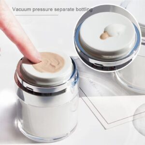 3 Pack Airless Pump Jars - Cream Jar Vacuum Bottle Dispenser, Empty Acrylic Makeup Cosmetic Jar Containers with Pump, Refillable Airless Travel Lotion Jar for Thick Moisturizer