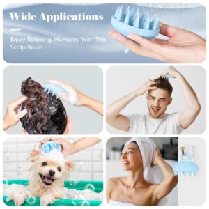 Hafree Scalp Massager Scalp Scrubber, Silicone Shampoo Brush for Wet Dry Curly Hair, Hair Brush for All Types of Men Women Kids Dogs Pet, Hairbrushes with Adhesive Hook (Blue)