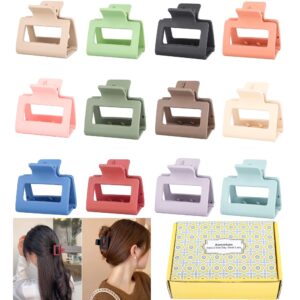 aonwkan hair clips square hair claw clips - 12 pieces 2" matte hair clips for teen girl gifts thin thick hair cute stuff nonslip strong grip hair clamps 12 colors jaw clips hair accessories for women