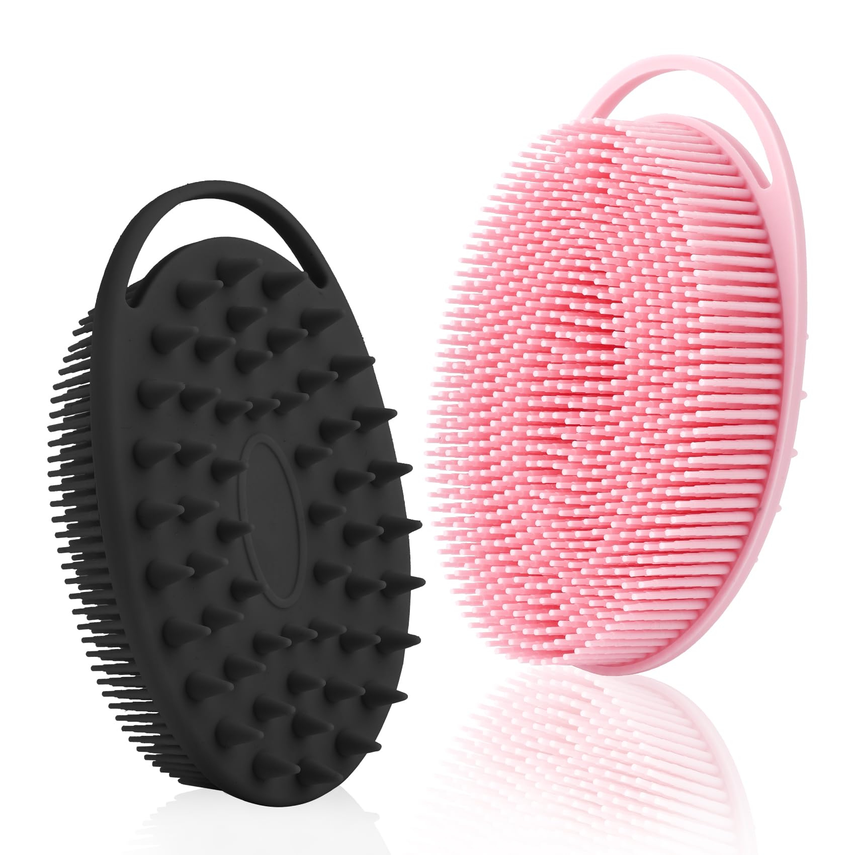 Silicone Body Scrubber, Silicone Loofah, 2 Pcs Silicone Shower Scrubber, Exfoliating Silicone Shower Scrubber, 2 in 1 Silicone Body Scrub Brush Scalp Massager Shampoo Brush for All Skin Men Women Kids