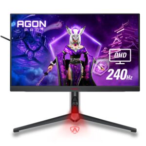 aoc agon pro ag274qzm 27” tournament gaming monitor, qhd 2560x1440, 240hz 1ms, g-sync compatible, displayhdr 1000, mini-led backlight, height adjustable,black