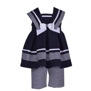 bonnie jean girl's nautical sailor outfit - for baby, infant and toddler girls, navy white, 5