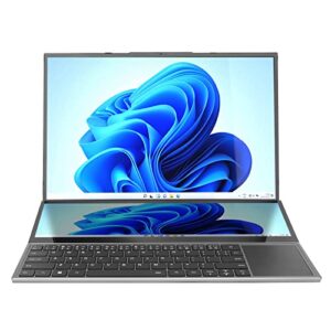 yoidesu dual screen laptop, 16gb ddr4 ram 128gb pcie ssd, 16in main screen and 14in touch screen for win11/10 for intel core i7 processor, 13600mah battery split screen laptop