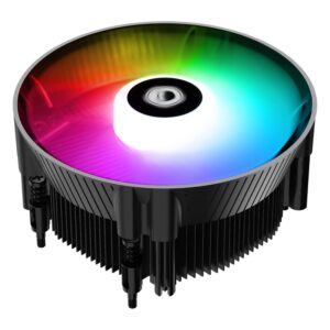 id-cooling dk-07i cpu cooler for lga1700, 60mm height low-profile cpu air cooler with aluminum fins, rainbow rgb lighting, 120mm pwm fan, thermal compound included, tdp 125w