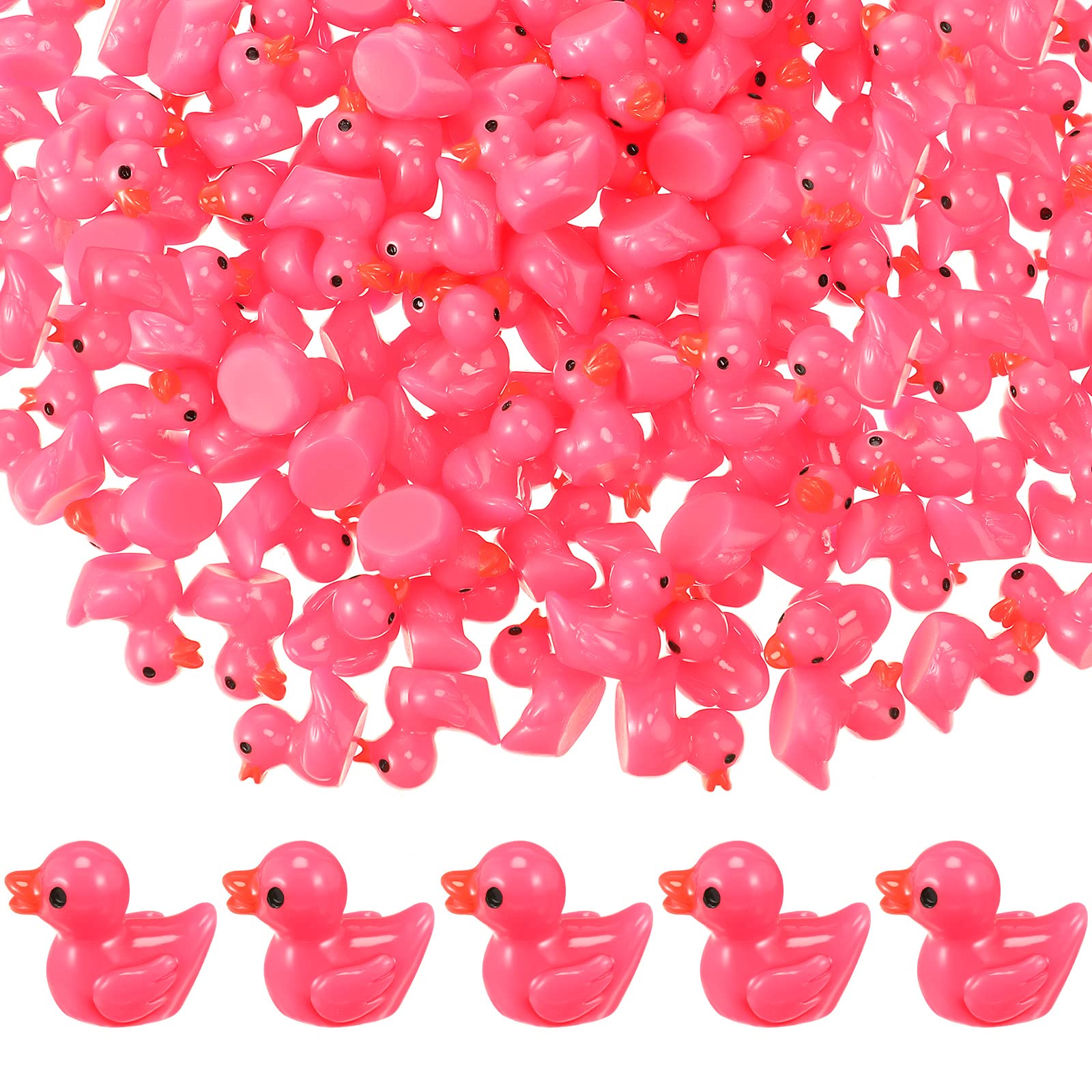 150 Pcs Mini Resin Ducks Pink Tiny Ducks Miniature Ducks Bulk Small Plastic Duckies Figures for Valentine's Day Office Home Hide and Seek Prank Game Craft Dollhouse Party Favors Gift