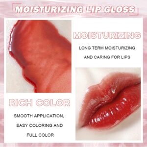 4Pcs Shimmer Lip Gloss Set Plumping Liquid Nude Lipstick Set Moisturizing Lip Stain Long Lasting Waterproof Non-Stick Cup Not-Fade Shiny Lip Gloss Set for Women Glitter Lip Makeup Kit - Set A