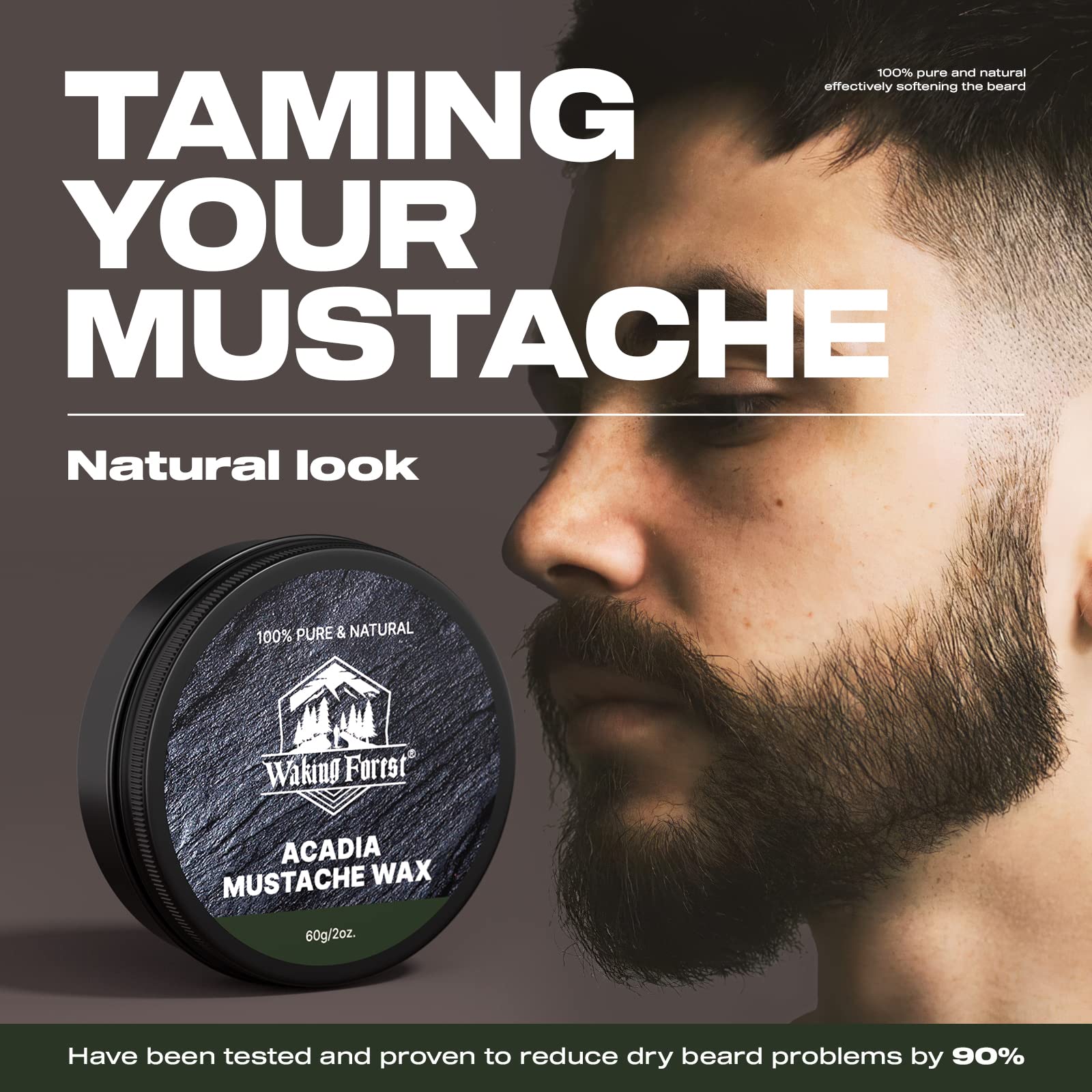 Mustache Wax for Men Medium Hold Beard Wax Tam Mustache Natural Look Moustache Wax for Men 2oz Natural Scented Beard Grooming Kit for Men Groom Moisturizes Beard and Skin Easy to Apply and Clean