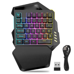 vbestlife one handed rgb mechanical gaming keyboard, 2.4g type c professional gaming keypad with recessed keycap, 8rgb lighting modes, 35 keys