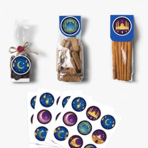 Blue Purple Ramadan Stickers 180 Pcs Ramadan Blue Purple Round Sticker Kit Blue Purple Ramadan Decoration Ramadan Party Supplies Favors