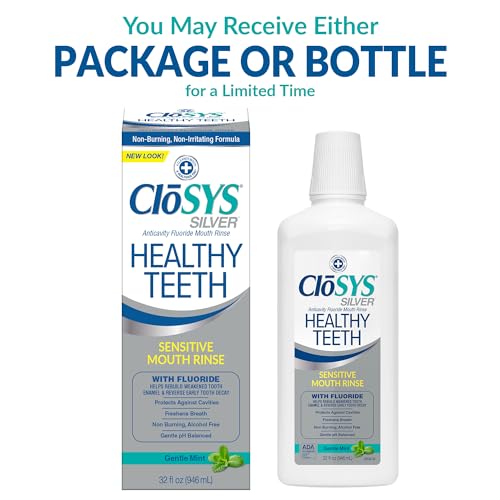 Closys Healthy Teeth Anti-Cavity Oral Rinse Mouthwash with Fluoride, Non-Burning, Non-Irritating – 32 Fl Oz