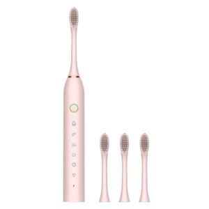 lovskoo electric toothbrush for kids and adults, ipx7 waterproof toothbrush, tooth brush with 4 brush heads, 6 adjustable modes, oral care, gift for men, women, travel toothbrushes (pink)