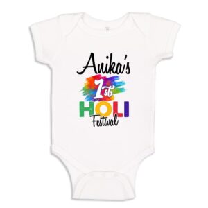 the shirt den my first holi baby bodysuit one piece 6 mo white