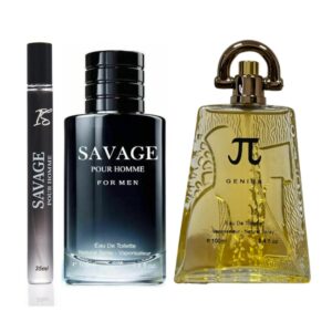 inspire scents savage cologne for men + pi by genius cologne for men eau de toilette spray, 3.4 fl oz each (pack of 3) - clashoky