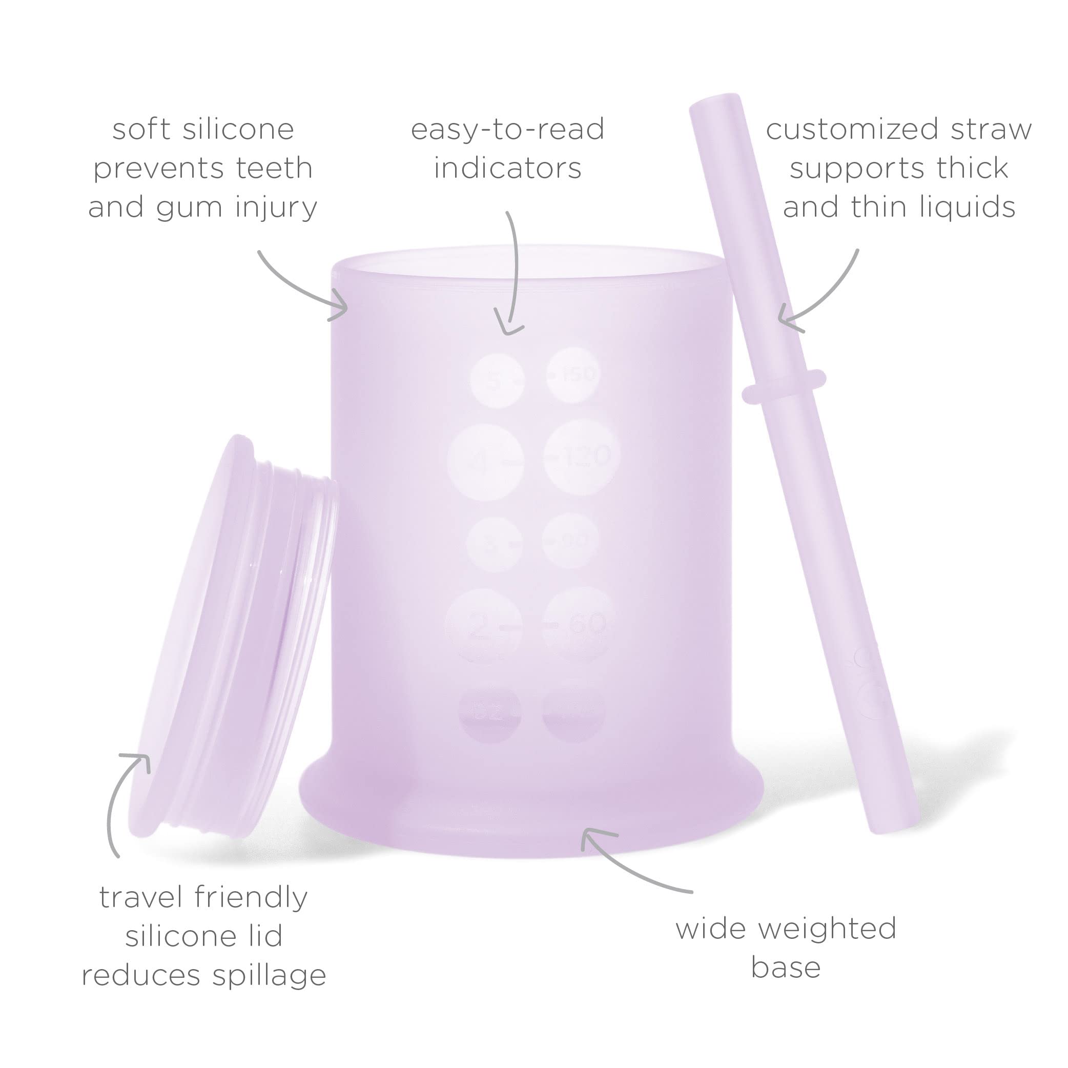 Olababy Silicone Training Cup with Straw Lid Bundle Lilac + Lemon