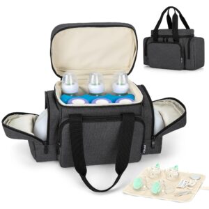 bafaso insulated wearable breast pump bag (with a waterproof pad) compatible with momcozy s12 pro, momcozy m5 and elvie, wearable breast pump carrying case, black