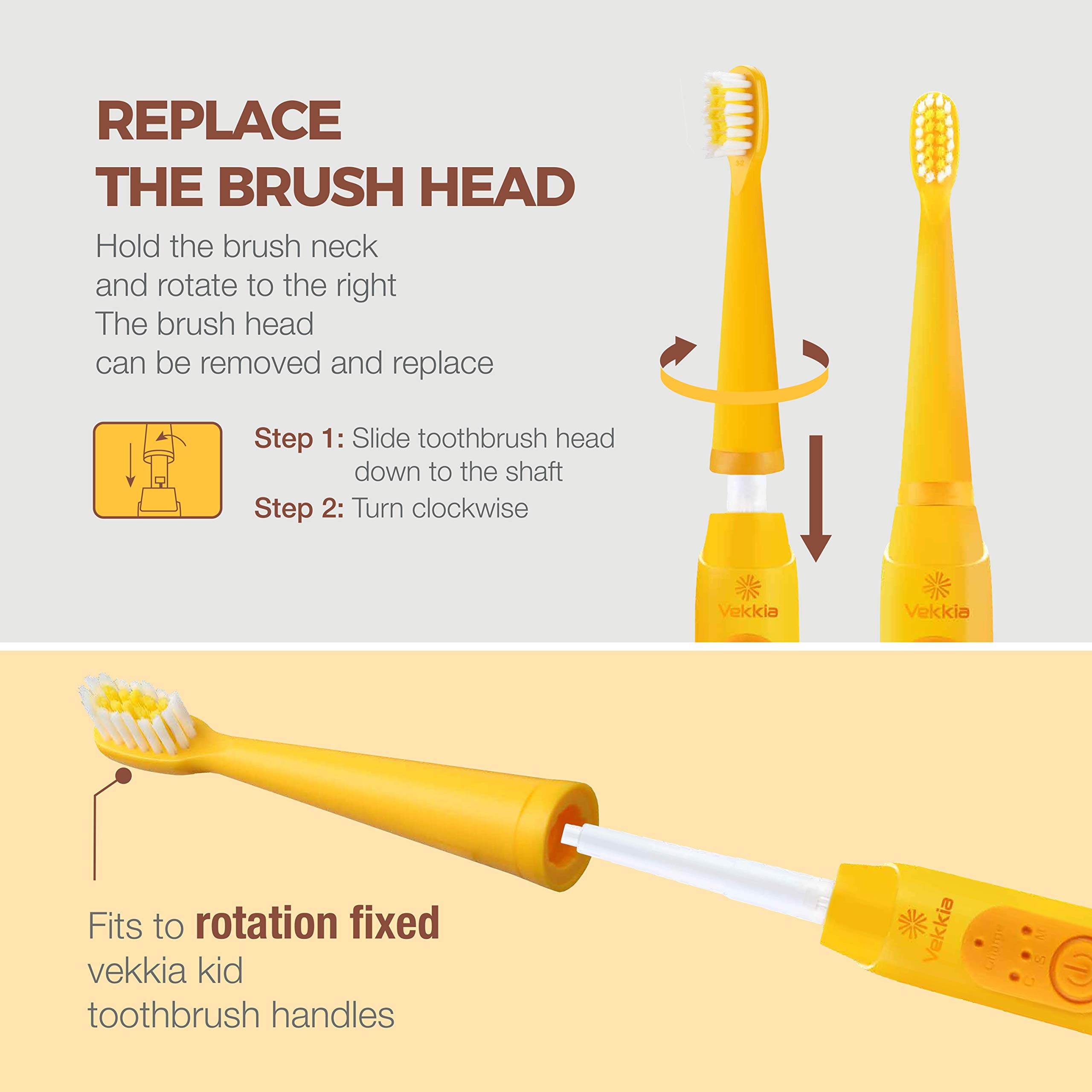 Vekkia Kids Electric Toothbrush and Replacement Heads Purchased Together Save 10%