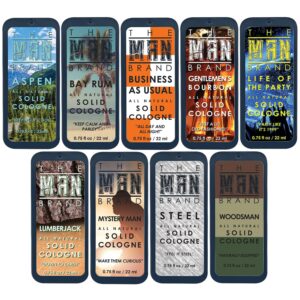 the man brand solid cologne sample set of 9 - mens sample cologne pack - mens fragrance sampler set - mens travel size cologne sampler set (all or nothing - 9 pack - 0.75 oz each)