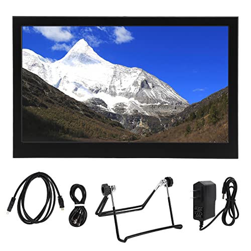 CHICIRIS Portable Color Screen Display, 100‑240V Multi Interface Capacitive Touch Screen Monitor 13.3in 4 Screw Holes High Resolution Menu Function for Laptops (US Plug)