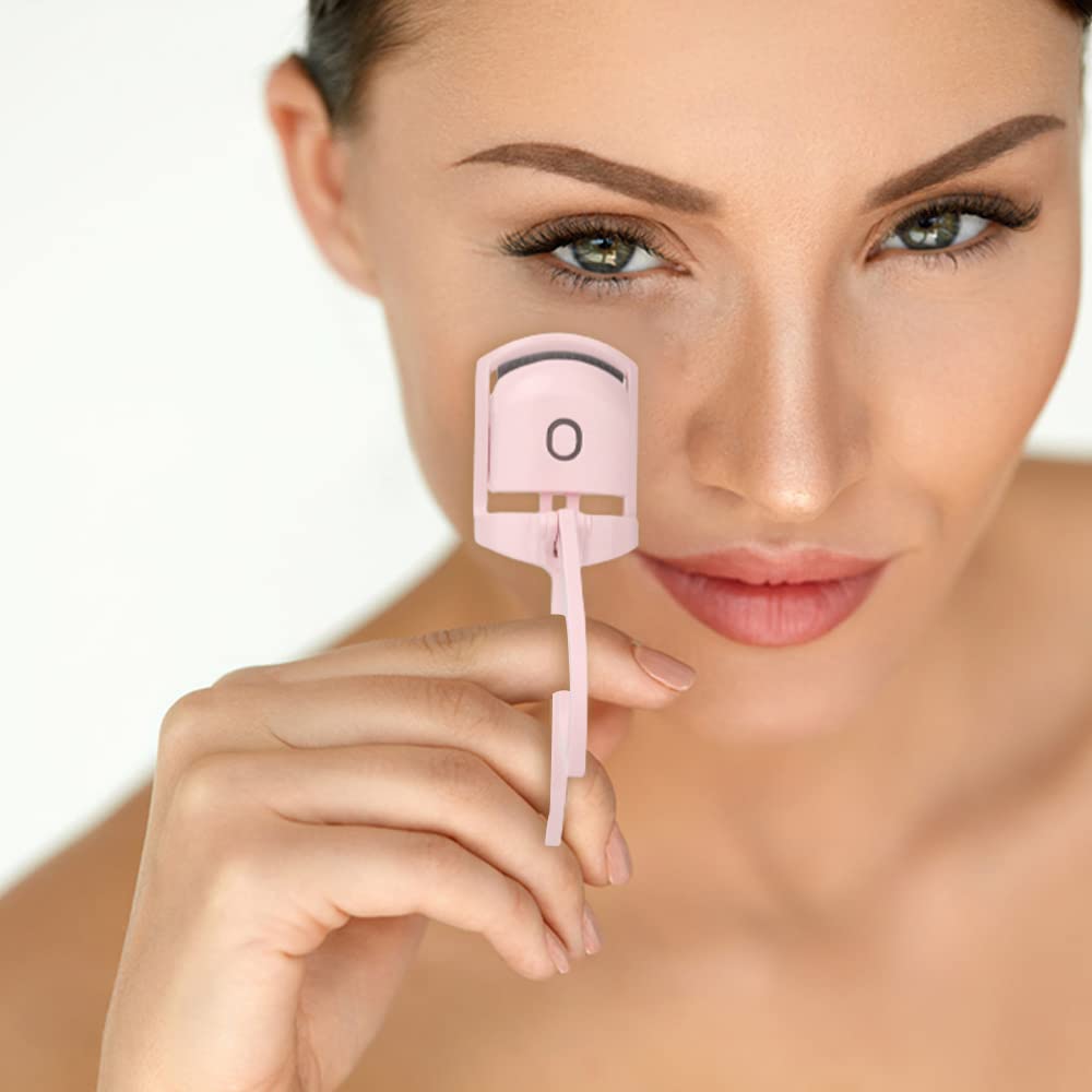 yANGLIU Heated Eyelash Curlers, Handheld Eyelash Heated Curler, USB Rechargeable Two-Speed Temperature Control Eyelash Curler with Sensing Heating Silicone Pad,Quick Natural Long Lasting (Pink) (Pink)