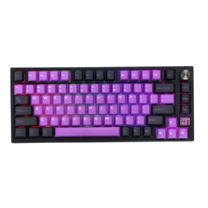 epomaker th80 se gasket 75% mechanical keyboard, nkro hot swappable rgb 2.4ghz/ bluetooth 5.0/ wired gaming keyboard with poron/eva foam, 4000mah battery (black purple, budgerigar switch)