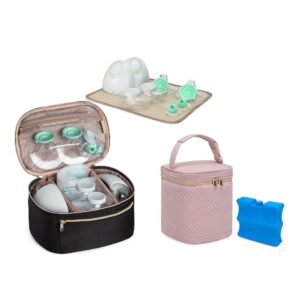 fasrom wearable breast pump bag bundle with insulated baby bottle cooler bag with ice pack fits 4 large baby bottles up to 9 ounce