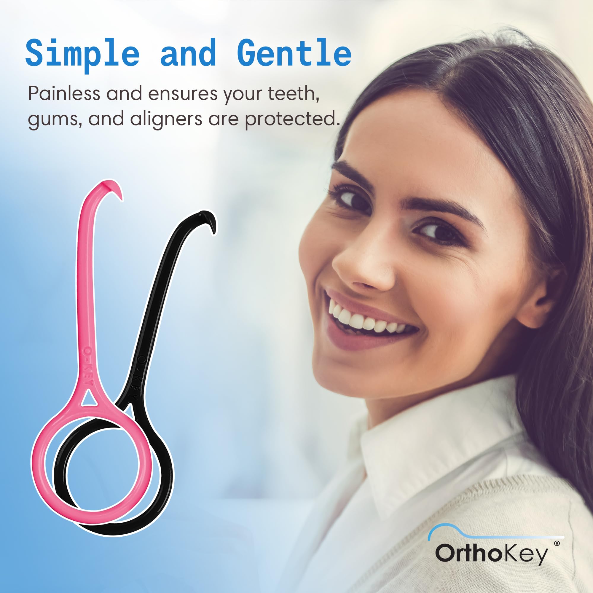 OrthoKey Clear Aligner Removal Tool for Teeth — Grabber Remover Tool for Invisible Removable Braces & Retainers — Fits Into a Dental Carrying or Aligner Case Cleaner — Small Size, Pink and Black