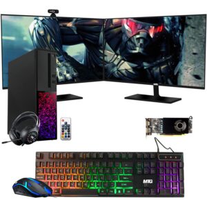 techmagnet gaming desktop pc, intel i5 6th gen, galaxy, 16gb ram, 1tb ssd | 2tb hdd, mtg new dual 24 inch monitor, rx 550, rgb keyboard mouse, headphone, webcam, win 10 pro (renewed)