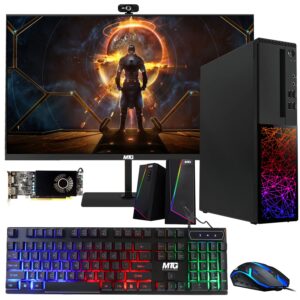 techmagnet gaming desktop pc, intel i5 6th gen, galaxy, 16gb ram, 240gb ssd, mtg new 24 inch monitor, amd rx 550, rgb keyboard mouse, speaker, webcam, win 10 pro (renewed)