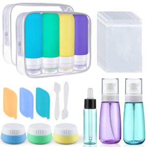 cosywell travel containers for toiletries travel bottles set tsa approved bpa free 3oz 3.4oz leak proof travel size bottles with toiletry bag for cosmetic lotion cream liquids toiletries