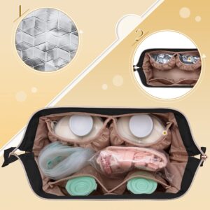 Fasrom Wearable Breast Pump Bag Bundle with Breastmilk Cooler Bag with Ice Pack Fits 4 Baby Bottles up to 5 Ounce