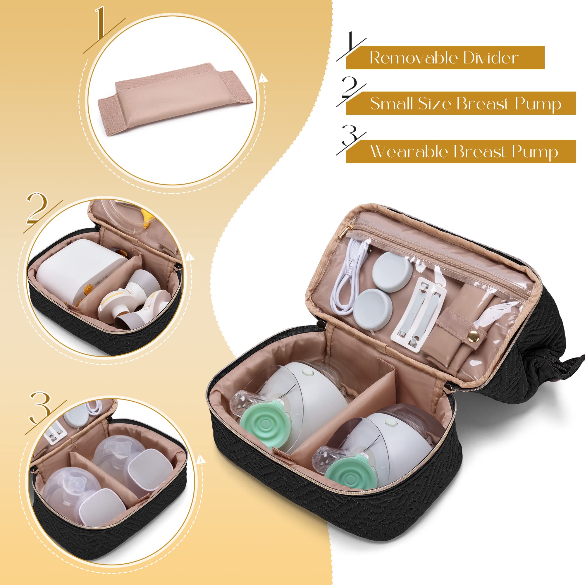 Fasrom Wearable Breast Pump Bag Bundle with Breastmilk Cooler Bag with Ice Pack Fits 4 Baby Bottles up to 5 Ounce