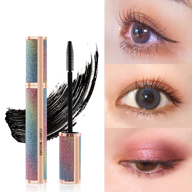 4D Silk Fiber Mascara set, Mascara and Eyeliner set, Long Lasting Mascara kit & Waterproof Black Eyeliner Pencil, No Clumping Lasting All Day