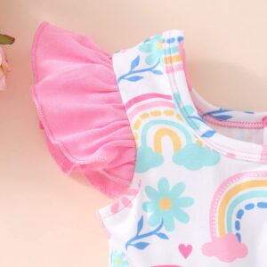 Toddler Girl Dresses Rainbow Dress for Girls Casual Summer First Day of School Dress for Girls 5t