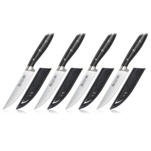 cangshan alps series 502780 german steel forged 4-piece steak knife set with sheaths, black