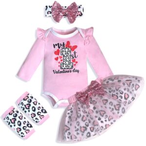 fioukiay preemie baby girl valentine's day skirt sets infant love heart top valentine's day dress clothes outfits (pink, preemie)