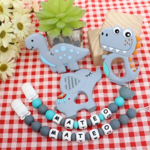 Panny & Mody Personalized Car Seat and Stroller Toys with Name, Customized Stroller Toy Clip with Name - Cute Elephant(White)