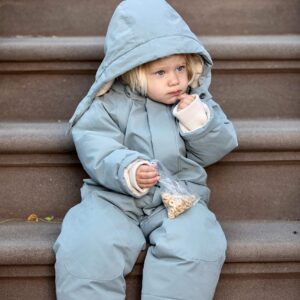 7AM Winter Jumpsuit with Gloves - Zipper Down Hooded Baby Jumpsuit, Unisex Cotton Lined Infant Snowsuit, Water Repellent Winter Baby Fleece Jumpsuit with Gloves, Baby Hooded Winter Romper | (5-7Y)