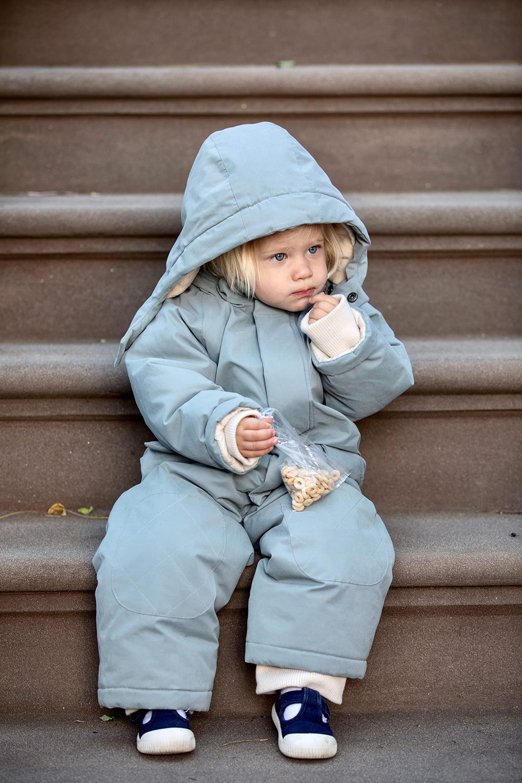 7AM Winter Jumpsuit with Gloves - Zipper Down Hooded Baby Jumpsuit, Unisex Cotton Lined Infant Snowsuit, Water Repellent Winter Baby Fleece Jumpsuit with Gloves, Baby Hooded Winter Romper | (5-7Y)