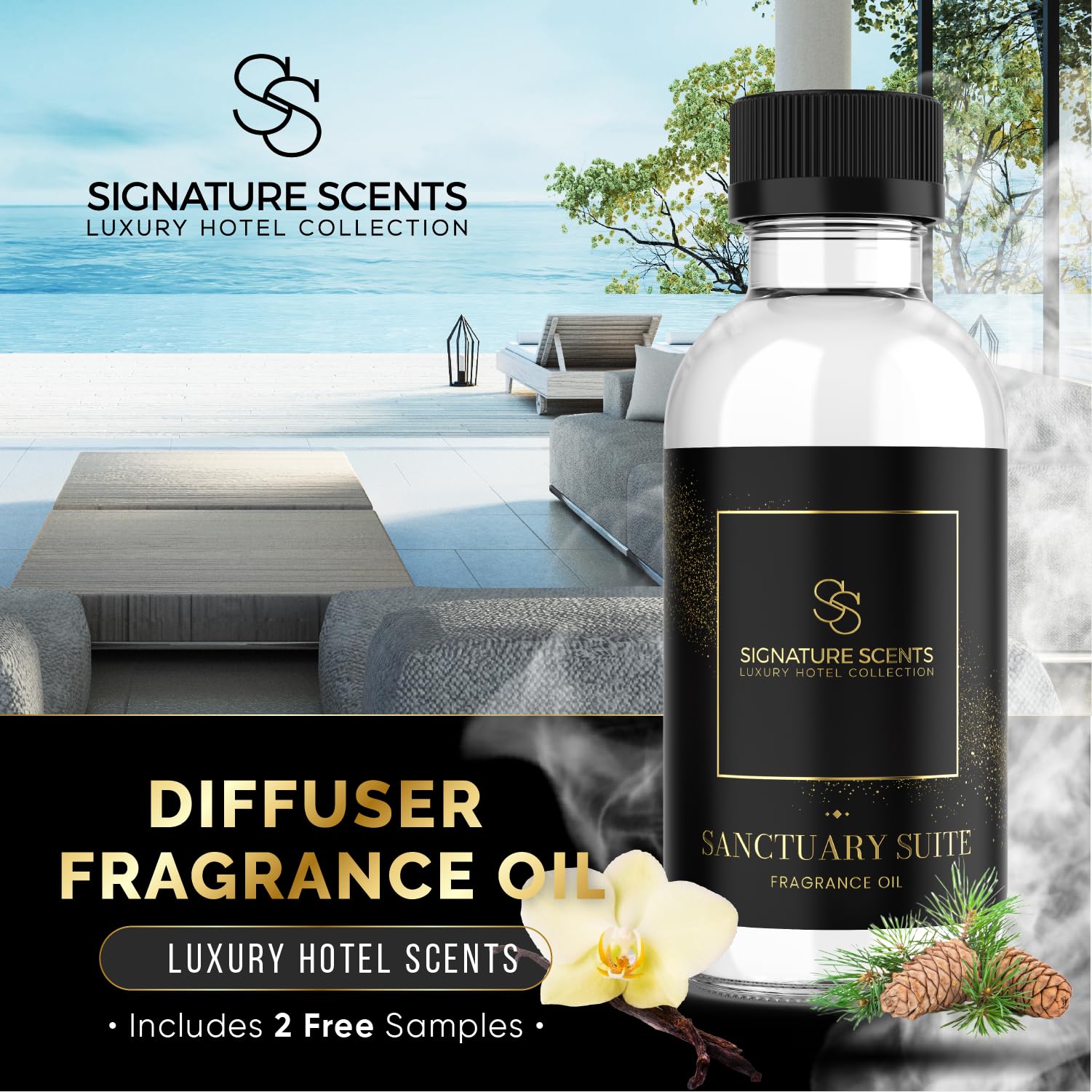 Signature Scents - Luxury Hotel Fragrances - Hotel Fragrance Oil - Diffuser Oil Blends for Aromatherapy (Sanctuary Suite) 4.05 Fl Oz (120ml)