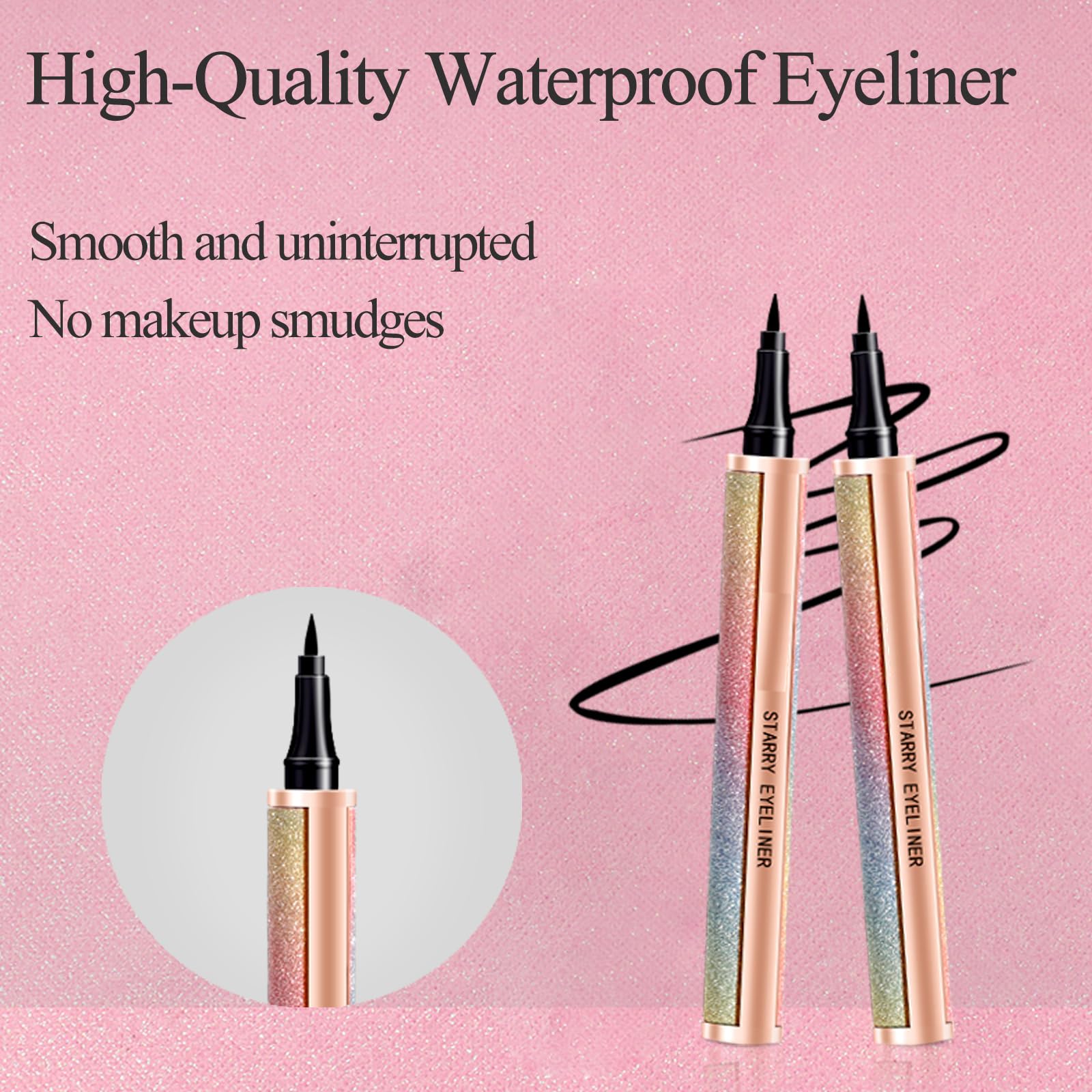 4D Silk Fiber Mascara set, Mascara and Eyeliner set, Long Lasting Mascara kit & Waterproof Black Eyeliner Pencil, No Clumping Lasting All Day