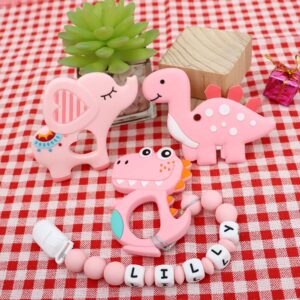 Panny & Mody Personalized Car Seat and Stroller Toys with Name, Customized Stroller Toy Clip with Name - Cute Elephant(White)