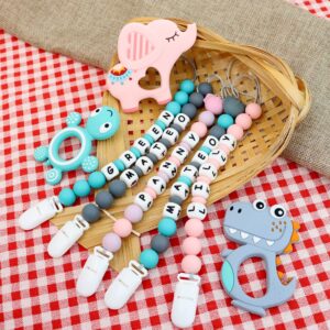 Panny & Mody Personalized Car Seat and Stroller Toys with Name, Customized Stroller Toy Clip with Name - Cute Elephant(White)