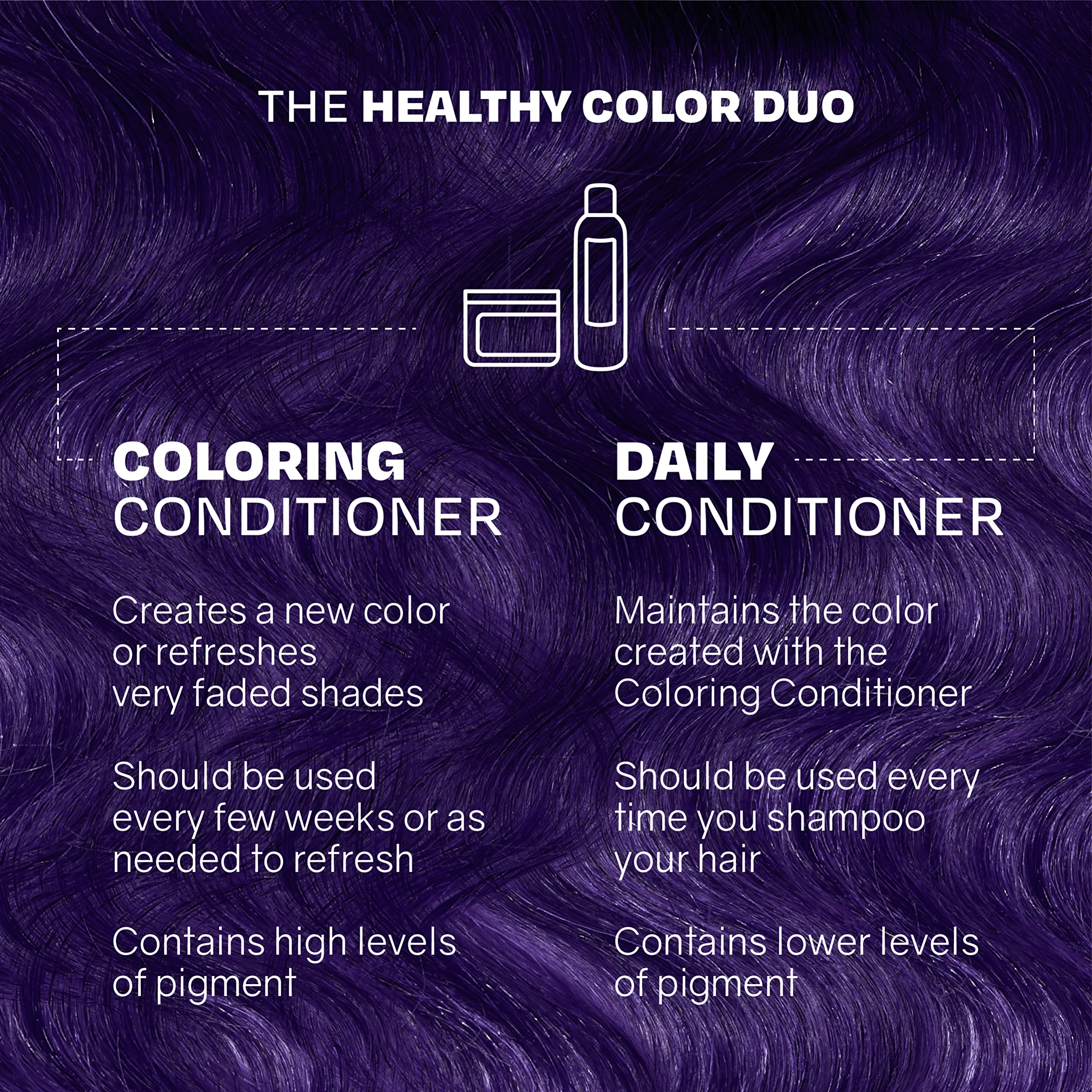 oVertone Haircare Extreme Purple Healthy Duo - Semi-Permanent Color Depositing Conditioner & Daily Conditioner Set - Cruelty-Free Hair Color w/Shea Butter & Coconut Oil (Extreme Purple)