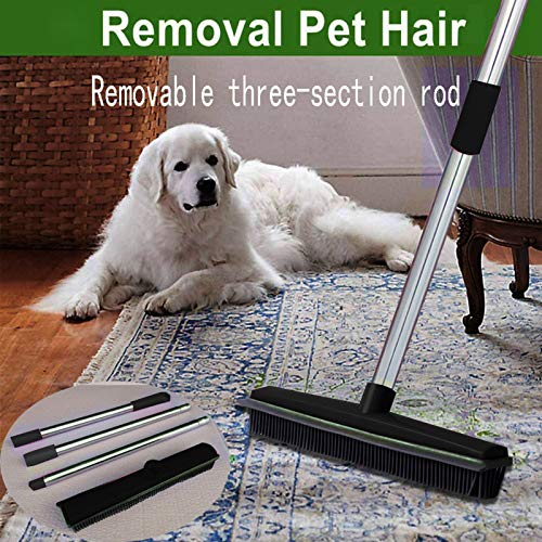 Carpet Hair Removal Broom,Multifunction Telescopic Floor Carpet Broom,Pet Hair Removal Broom, for Fluff Carpet, Hardwood Floor, Tile(Black)