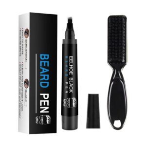 waterproof beard filler kit for men - pencil, pen, darkener marker with natural finish for beard, moustache & eyebrows - bristle brush included