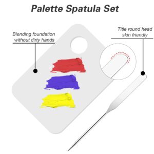 Makeup Spatula and Palette Set, Including Stainless Steel Makeup Spatula Korean for Professional, Makeup Mixing Palette for Eye Shadow/Eyelash/Nail Art/Foundation, Foundation Palette Spatula Kit