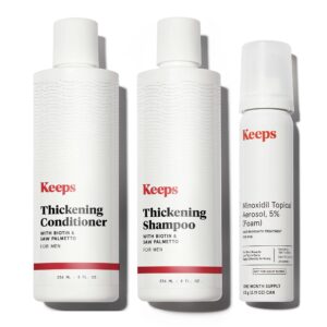 keeps hair growth treatment bundle, minoxidil foam, thickening shampoo & conditioner