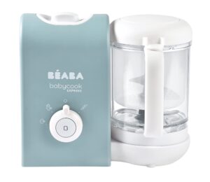 beaba babycook express - the fastest babycook, baby food maker, baby food processor, baby food steamer, large capacity, make 34 servings of healthy food for baby in 15 mins, baltic blue