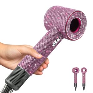 rhinestones case for dyson hair dryer anti-scratch shockproof dust proof travel protective case cover for dyson hair dryer (bling purple)