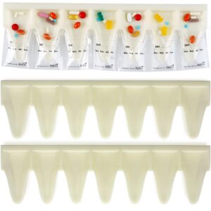 mansung s loading tray 2pcs - 7-slot plastic use with mansung pill bags, heat seal pill pouches, sealable pouch dispenser kit daily sealing filler vitamin am pm organizer, bag pouche pack organizer